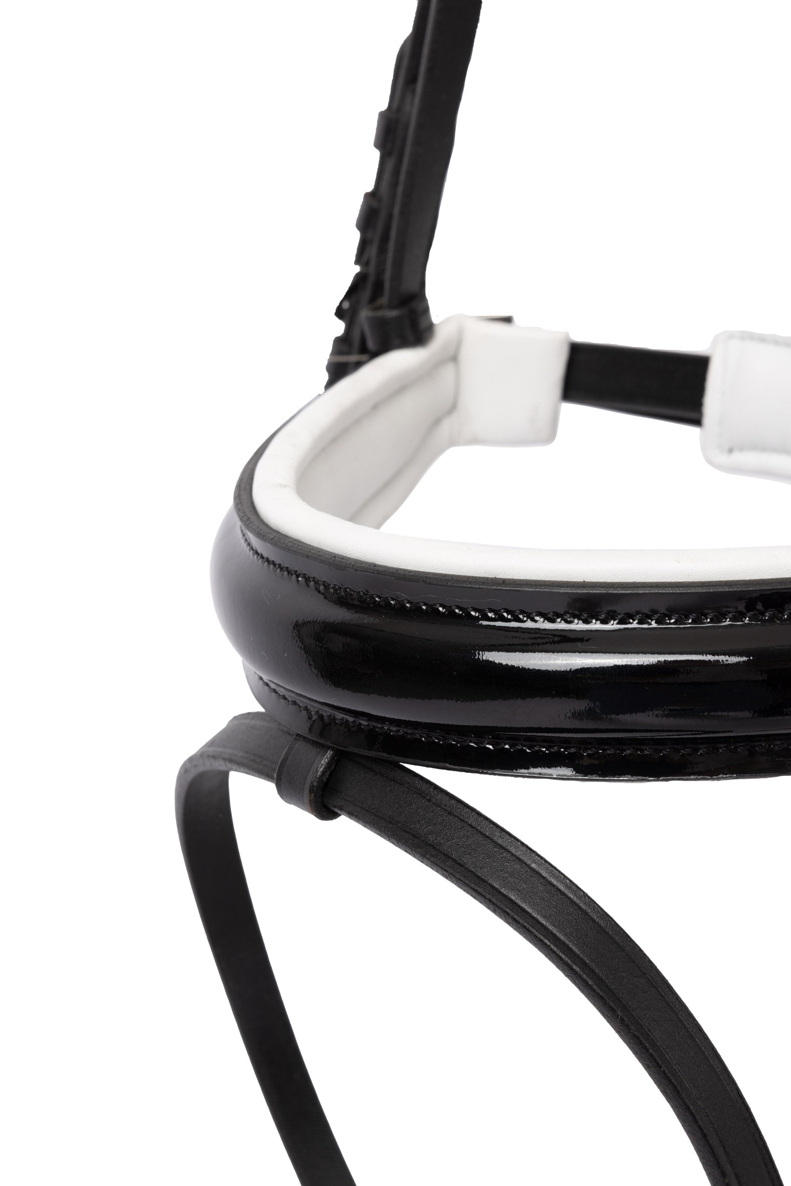 Horze Grayson Anatomic Snaffle Bridle – Black/White, Leather – horze